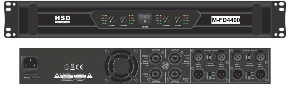 MFD4400 HSD ETAPA DE POTENCIA DIGITAL 4x400W RMS 8 OHMS - SONIDOAFM
